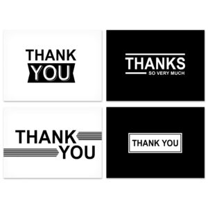 hallmark thank you cards assortment, black and white thanks (48 cards with envelopes for all occasions)