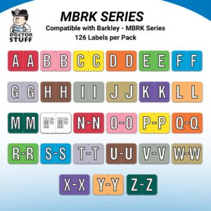 Doctor Stuff - File Folder Labels, Alphabet Letter E, Barkley/Sycom FABKM - BRAM Series Compatible Alpha Stickers, Green, 1" x 1-1/2", 126 Labels/Package