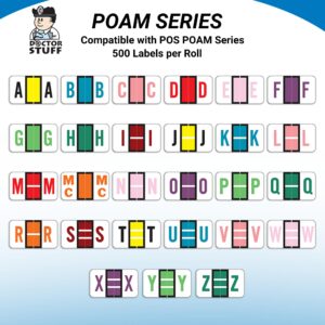 Doctor Stuff - File Folder Labels, Alphabet Letter R, POS 3400 - POAM Series Compatible Alpha Stickers, Orange, 15/16" x 1-5/8", 500/Roll