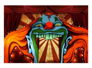 funnytree 7x5ft horror circus theme halloween backdrop for photography giant evil clown hallomas birthday party background scary grove vampire baby cake table decor banner photobooth studio props