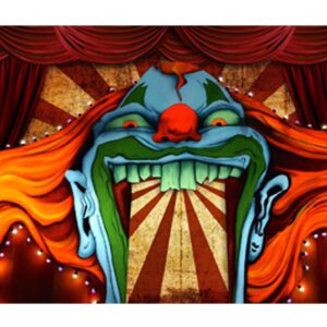 Funnytree 7x5ft Horror Circus Theme Halloween Backdrop for Photography Giant Evil Clown Hallomas Birthday Party Background Scary Grove Vampire Baby Cake Table Decor Banner Photobooth Studio Props