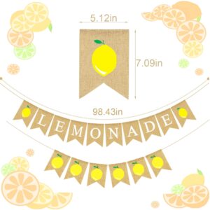 LaVenty Burlap Lemonade Banner for Lemonade Stand Decorations Lemonade Sign Lemon Party Decor, Lemon Garland Summer Lemon Themed Bridal Shower