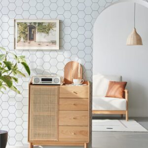 Fiula White Hexagon Wallpaper Peel and Stick Wallpaper Grey and White Wallpaper Removable Wallpaper White Trellis Wallpaper Vinyl Wallpaper 17.3”×78.7”