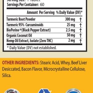 Dog Anxiety aid - Turmeric with Coconut and Hemp Oil for Dogs and Cats - Natural Treats - Anxiety Relief - Joint Health - Coconut Oil for Dogs Skin and Coat - 120 Treats (2 Bottles)