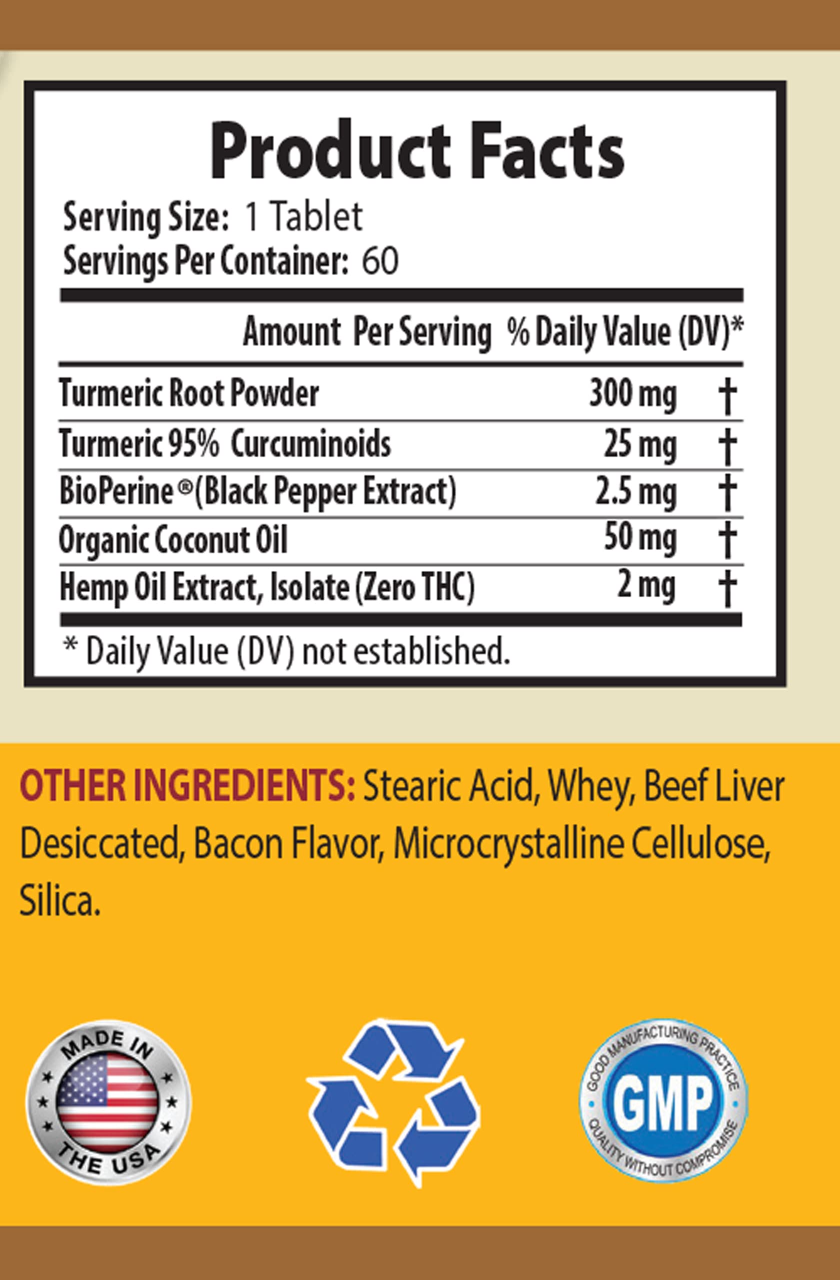 Dog Anxiety aid - Turmeric with Coconut and Hemp Oil for Dogs and Cats - Natural Treats - Anxiety Relief - Joint Health - Coconut Oil for Dogs Skin and Coat - 120 Treats (2 Bottles)