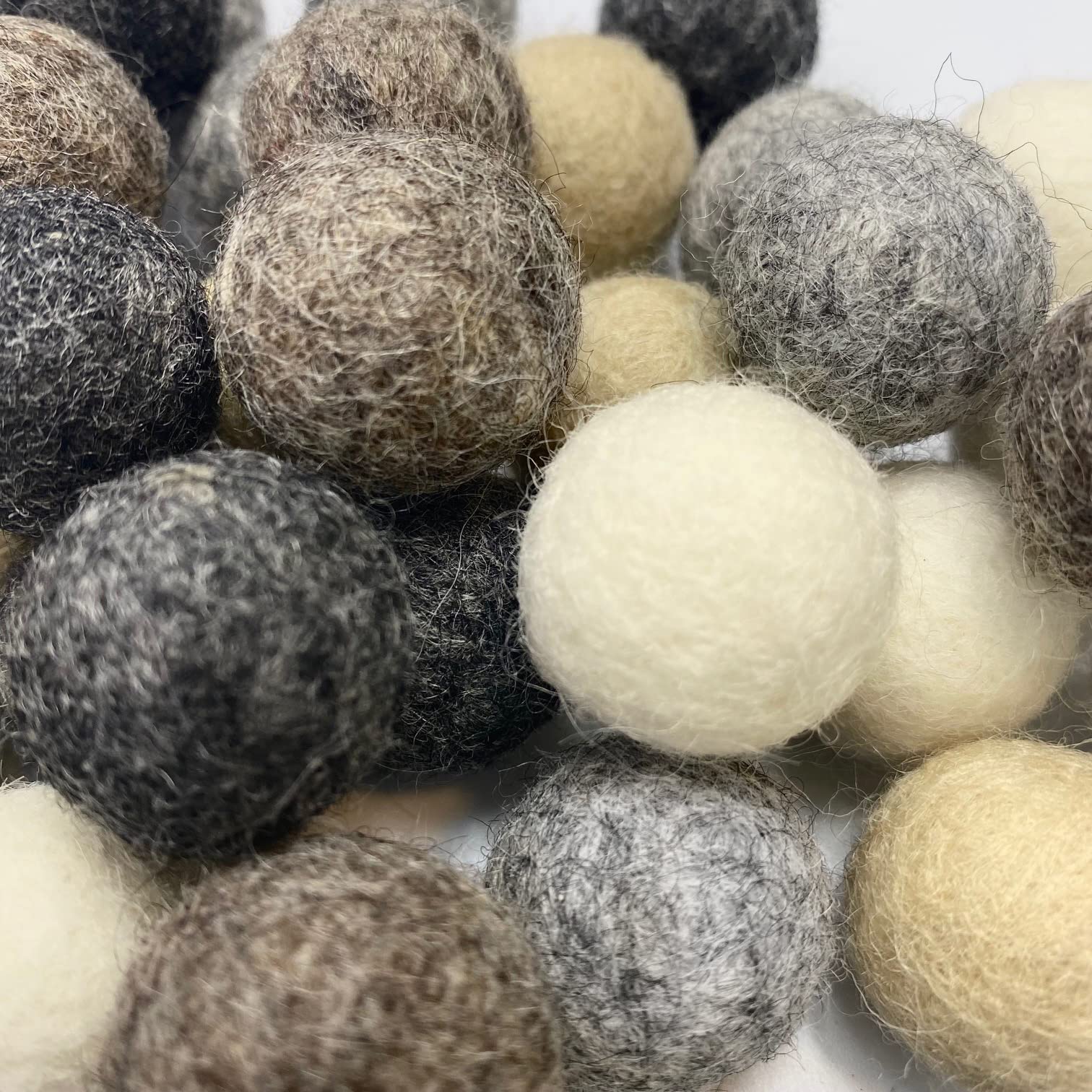 Wildflower by hu hands Weathered Naturals Wool Felt Balls (50) Pom Poms in Neutral Earth Tones for Crafts, Garland, & Decor .8-1 Inch Size | Hand Felted in Nepal 100% NZ Wool | Bag Included