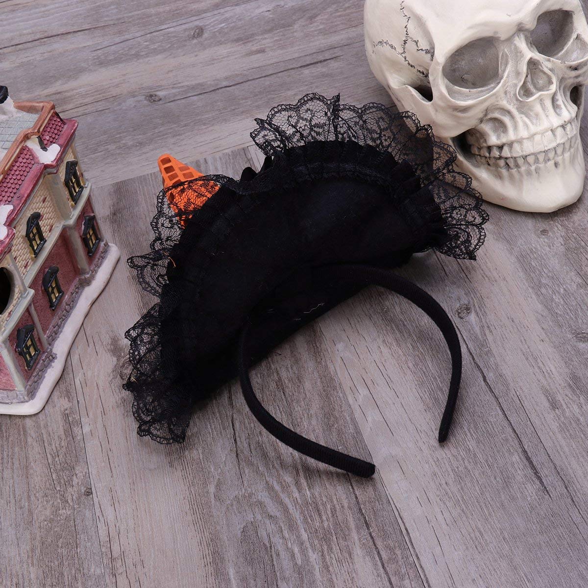 BinaryABC Halloween Witch Hat Headband for Halloween Costume Dress up Party Supplies(Bow Random Color) Orange