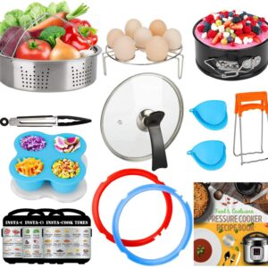 3 Quart Accessories for Instant Pot, Including Cake Baking Barrel, Steamer Basket, Tempered Glass Lid, Silicone Sealing Rings, Egg Steamer Rack, Egg Bites Mold