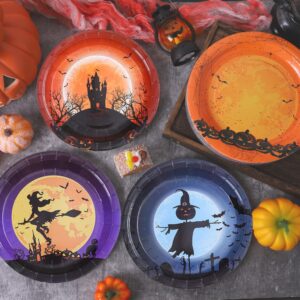 Aneco 60 Pieces Halloween Party Plates Paper Plates Disposable Plates Round Plates Party Supplies for Halloween Party, 9 Inches