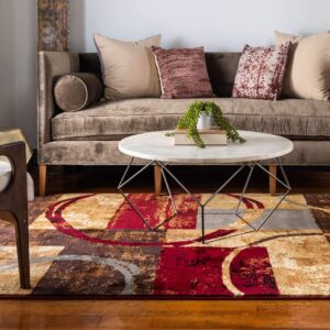 Unique Loom Barista Collection Area Rug - Kouillou (6' 1" x 9' Rectangle, Multi/ Brown)