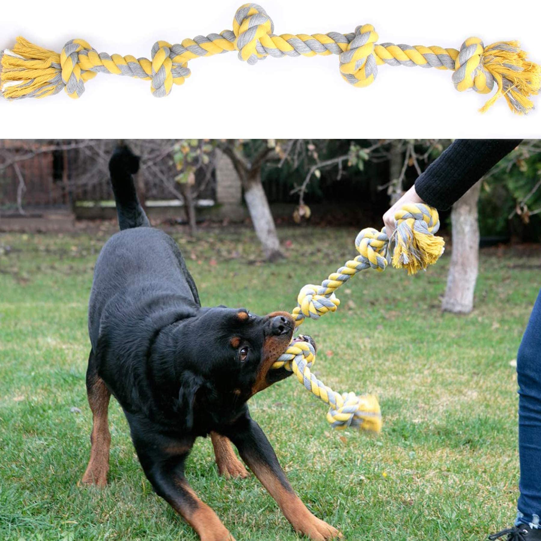 ayisoro Dog Rope Toys for Aggressive Chewers Large Dog Rope Pet Tug Toy Cotton Rope Dog Chew Toys for Large Dogs Tug of War Toy Strong Chewing Teething Training Interactive Dog Rope Toy Large