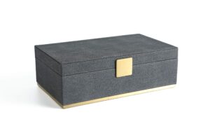 wv dark grey shagreen large decorative box,faux leather rectangular storage box shelf organizer memory box jewelry organizer men's&women's accessories organizer (dark grey, 14x8.3 inch