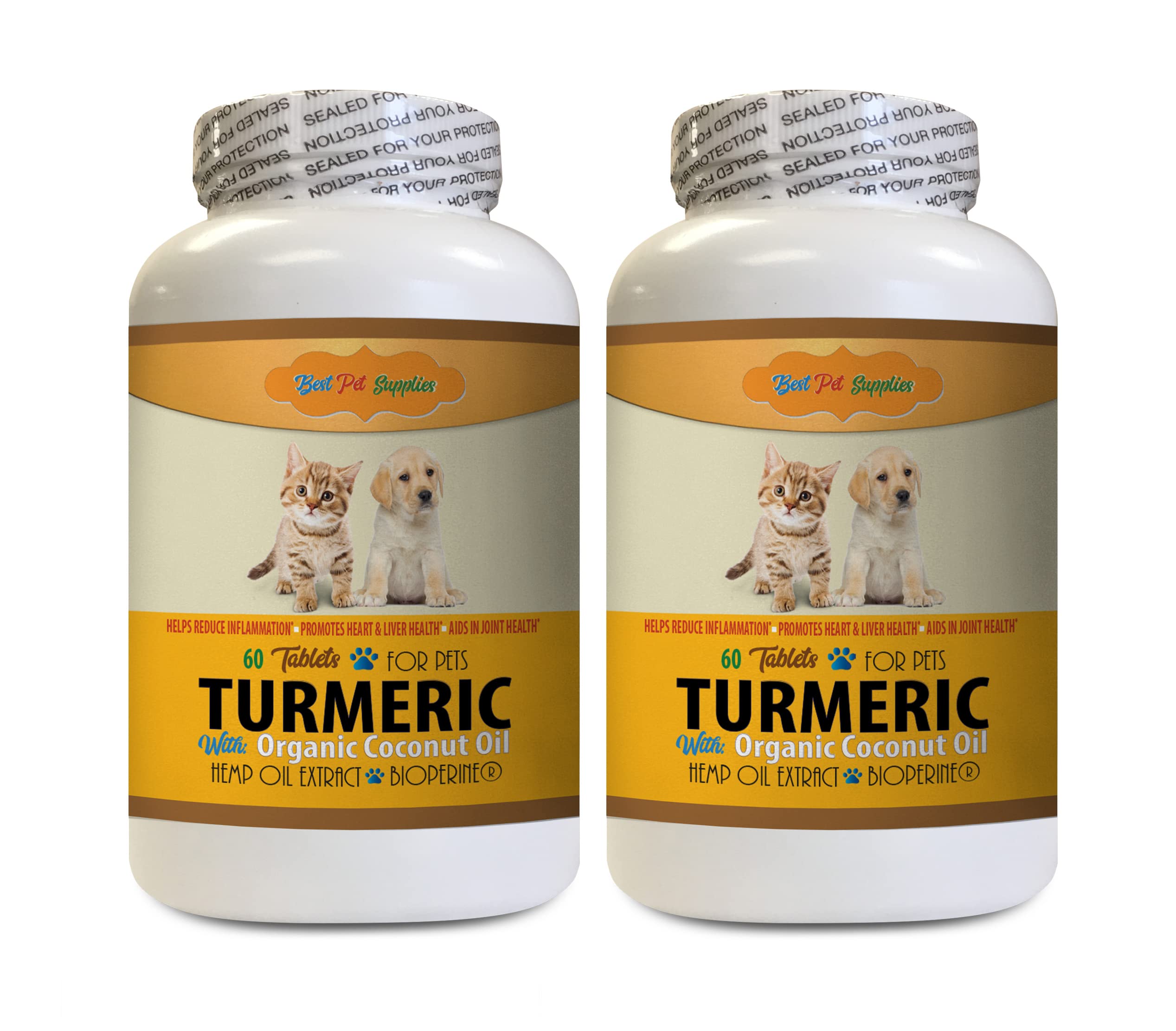 cat Anxiety Supplements - Turmeric with Coconut and Hemp Oil for Dogs and Cats - Natural Treats - Anxiety Relief - Joint Health - cat Hemp Oil Anxiety - 120 Treats (2 Bottles)