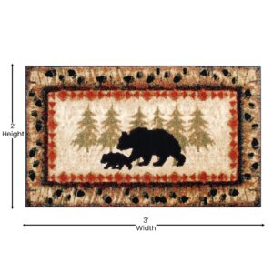 Masada Masada Rugs 2'x3' Cabin/Lodge Theme Area Rug with Bear and Cub Scene