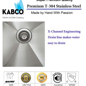 KABCO K-SSZRIS5 16 Gauge 28 Inch Undermount Zero Radius Stainless Steel Kitchen Sink Big Single Bowl Stainless Steel Grid Combo Package 28"L X 18"W X 10"D Inch