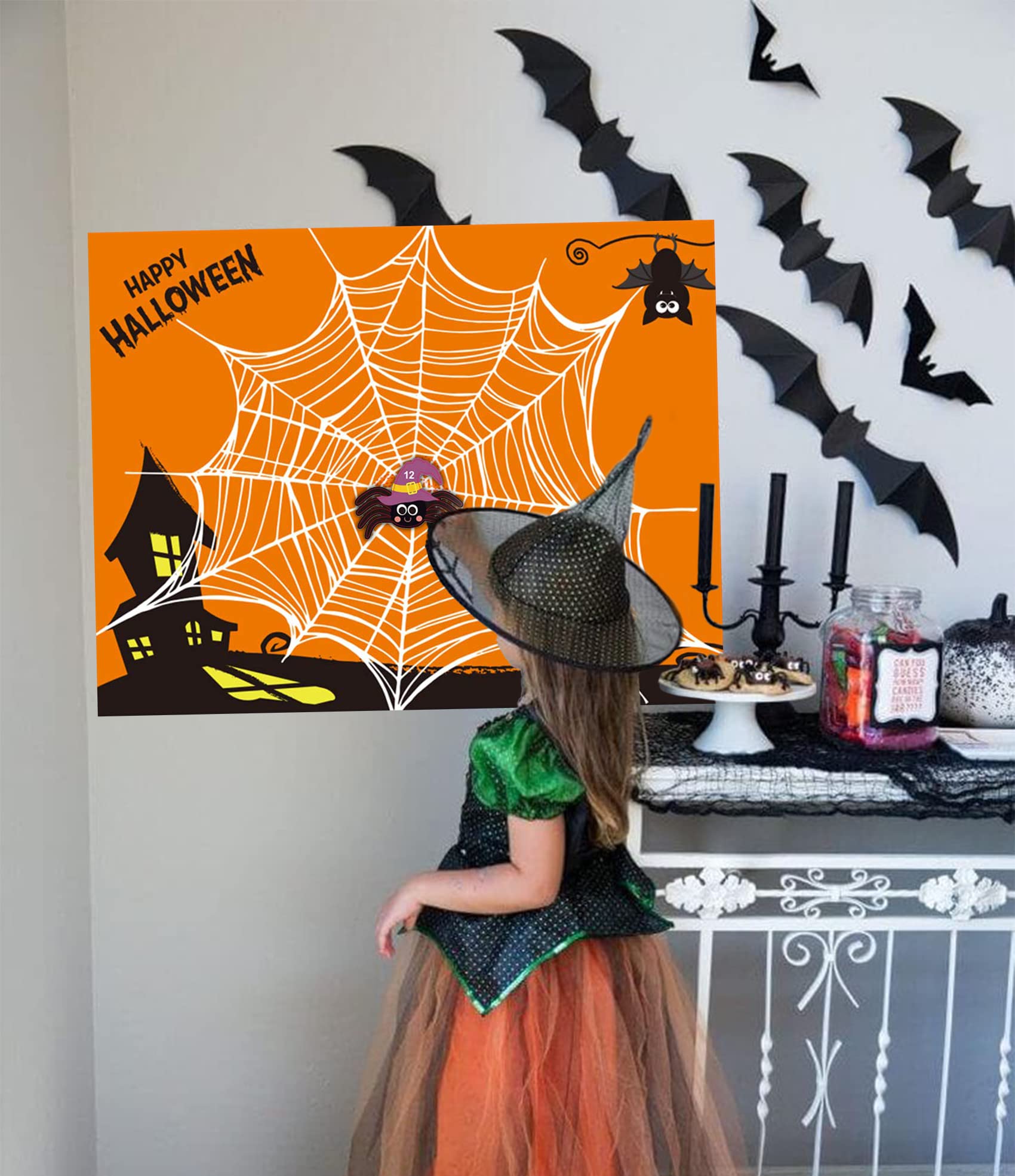 Funnlot Halloween Party Games for Kids Pin The Spider on The Web Halloween Party Games Activities Halloween Pin The Tail