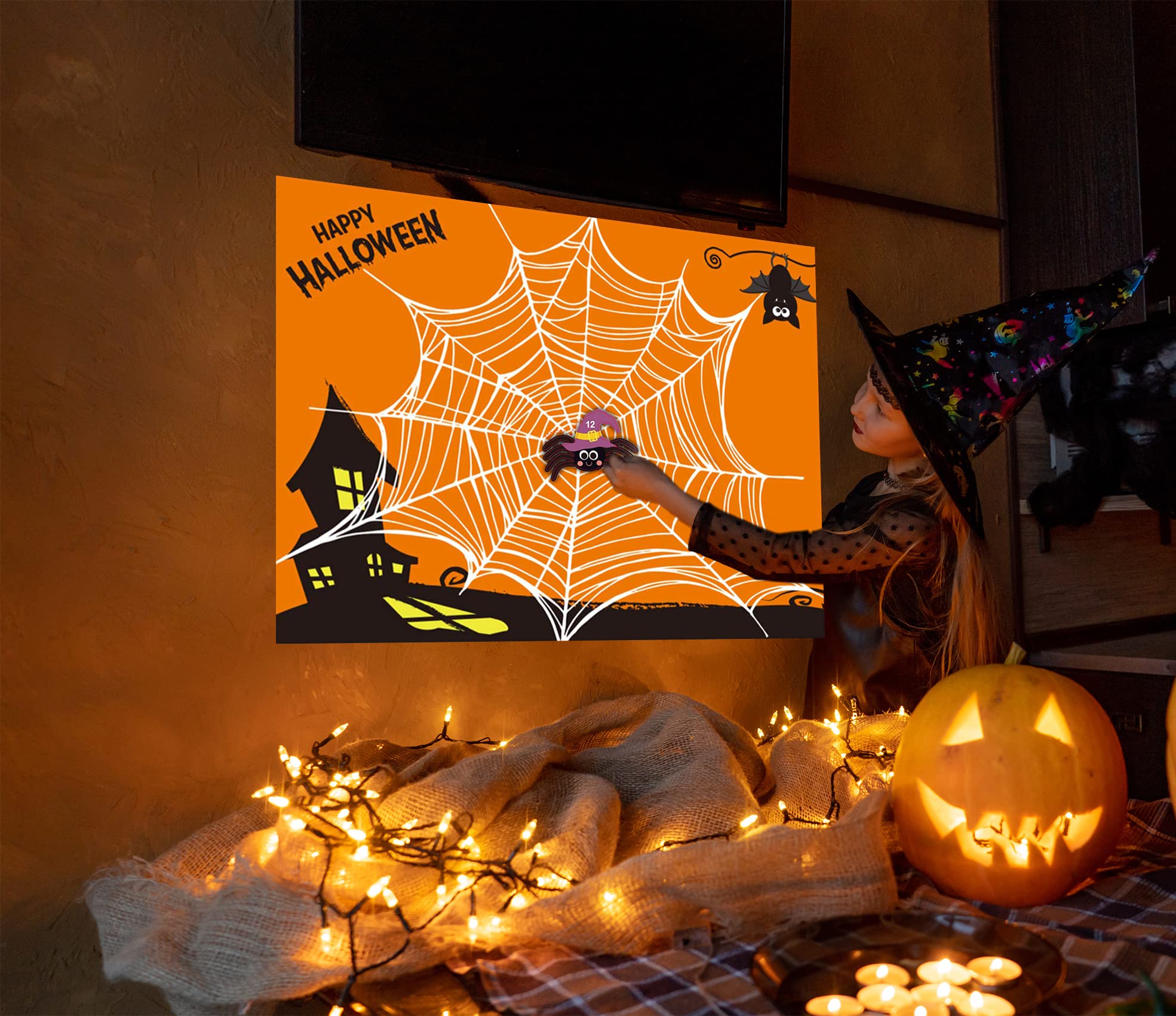 Funnlot Halloween Party Games for Kids Pin The Spider on The Web Halloween Party Games Activities Halloween Pin The Tail