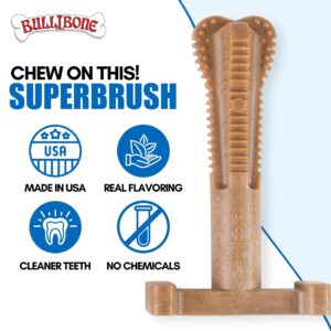 Bullibone SuperBrush: Dog Teeth Cleaning Brushing Toothbrush Stick - Long Lasting Nylon Apple Cinnamon Chew Toy for Oral Care and Dental Health