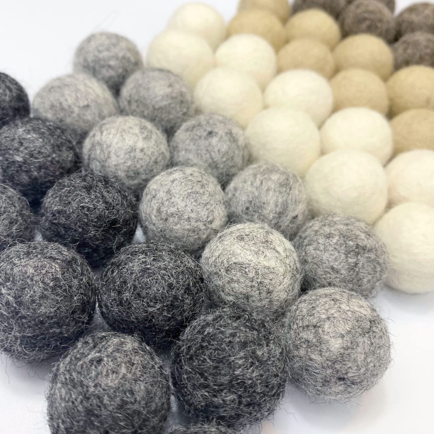 Wildflower by hu hands Weathered Naturals Wool Felt Balls (50) Pom Poms in Neutral Earth Tones for Crafts, Garland, & Decor .8-1 Inch Size | Hand Felted in Nepal 100% NZ Wool | Bag Included