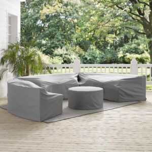 Crosley Furniture Patio Furniture Covers, Waterproof 4-Piece Cover Set for Round Outdoor Sectional, Gray