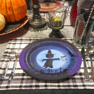 Aneco 60 Pieces Halloween Party Plates Paper Plates Disposable Plates Round Plates Party Supplies for Halloween Party, 9 Inches