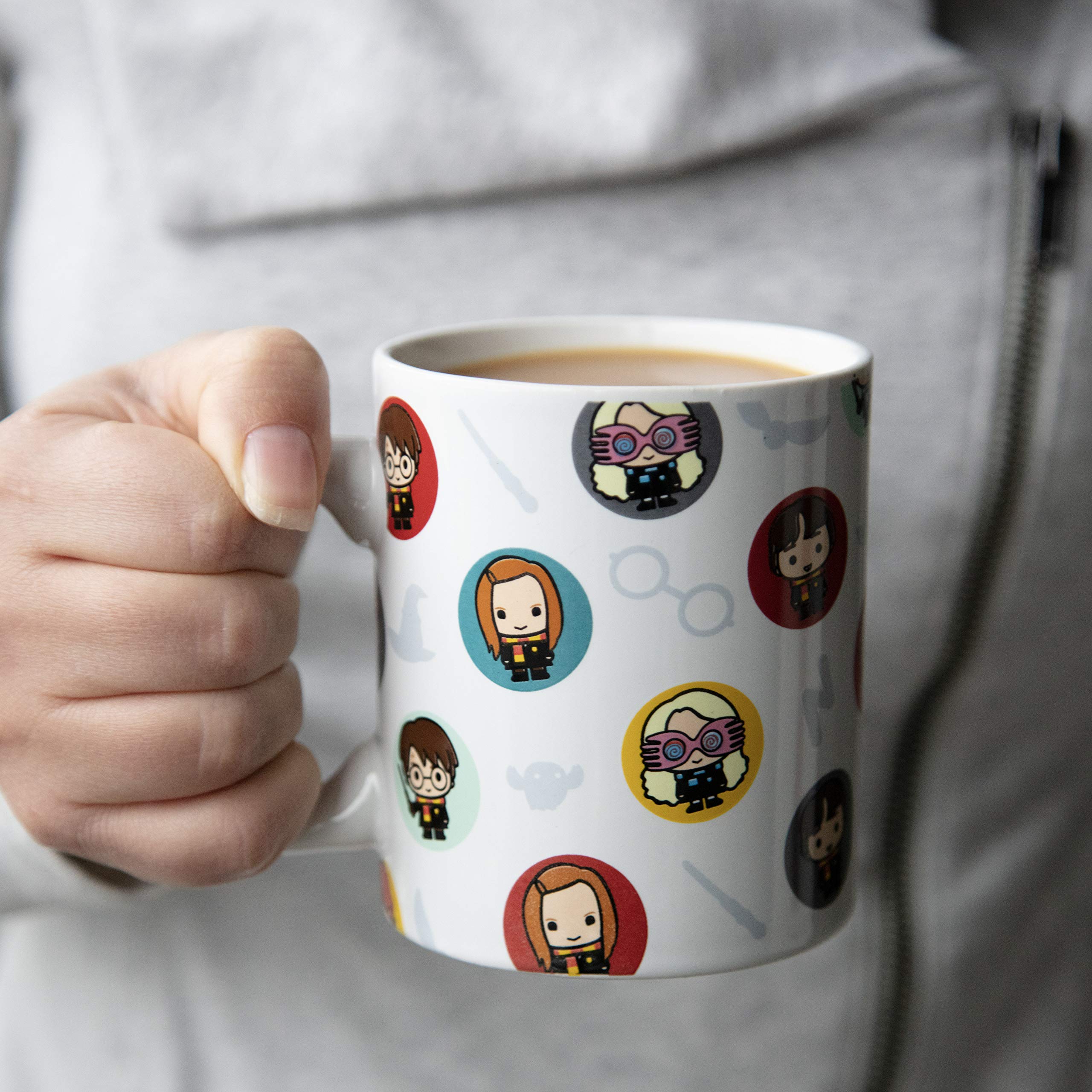 Harry Potter Coffee Mug, 11oz - Cute Chibi Character Design - Officially Licensed Merch - Christmas Stocking Stuffer Gift for Kids, Teens & Adults Who Love The Books & Movies - Ceramic