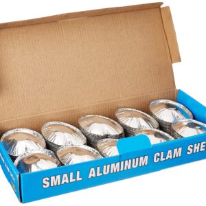 Set of 250 Disposable Clam Shells Aluminum Foil Food Shell Pans for Making Tasty Appetizers Like Clams Casino, Oysters, Crab Cakes, Dips, and More Premium Small Clam-Shell Baking Dishes,