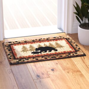 masada masada rugs 2'x3' cabin/lodge theme area rug with bear and cub scene