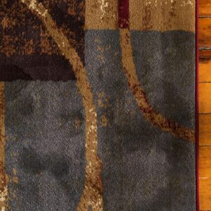 Unique Loom Barista Collection Area Rug - Kouillou (6' 1" x 9' Rectangle, Multi/ Brown)