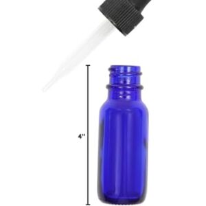 48 Count 1 oz Blue Glass Dropper Bottles and 6 Funnels (30 ml, 54 Pieces)