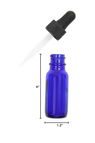 48 Count 1 oz Blue Glass Dropper Bottles and 6 Funnels (30 ml, 54 Pieces)