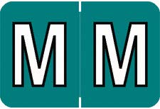 doctor stuff - file folder labels, alphabet letter m, colwell jewel tone - coam series compatible alpha stickers, teal, 1" x 1-1/2", 225 labels per package