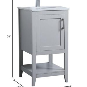 Elegant Kitchen and Bath 18 inch Single Bathroom Vanity Cabinet - Grey