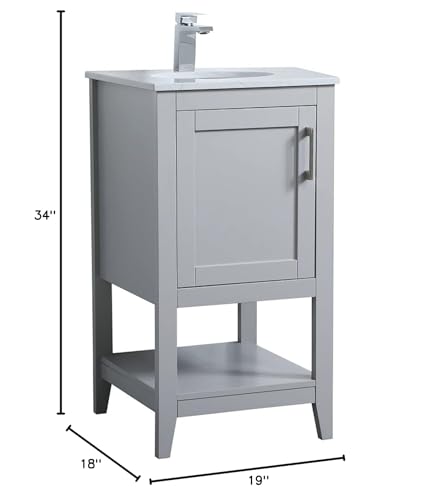 Elegant Kitchen and Bath 18 inch Single Bathroom Vanity Cabinet - Grey