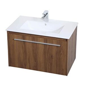 Elegant Kitchen and Bath 30 inch Single Bathroom Floating Vanity - Walnut Brown