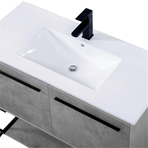 Elegant Decor Gerard 40" Single Porcelain Top Bathroom Vanity in Concrete Gray