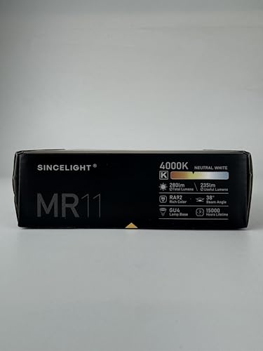 SINCELIGHT 12V MR11 GU4 LED Small Reflector Ø35mm Spot Light Bulb with GU4 Base, 3W, 280 Lumens, 25W Halogen Equivalent, 4000K (Neutral White) High Color Rending RA≈92, 35°Beam Angle, Pack of 6