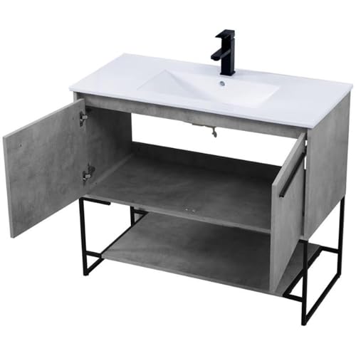 Elegant Decor Gerard 40" Single Porcelain Top Bathroom Vanity in Concrete Gray