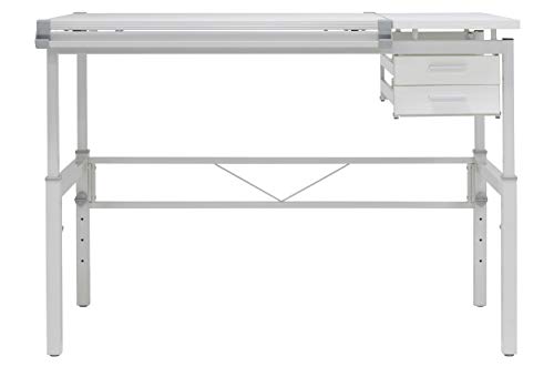 Studio Designs Graphix II Pro Line Split Top Height Adjustable Drafting, Drawing Table with 39.5" x 30" Tilting Top,White