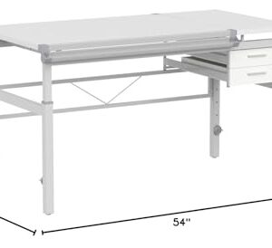 Studio Designs Graphix II Pro Line Split Top Height Adjustable Drafting, Drawing Table with 39.5" x 30" Tilting Top,White