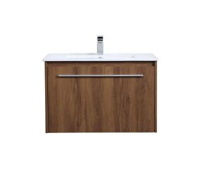 elegant kitchen and bath 30 inch single bathroom floating vanity - walnut brown