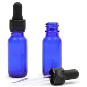 48 Count 1 oz Blue Glass Dropper Bottles and 6 Funnels (30 ml, 54 Pieces)