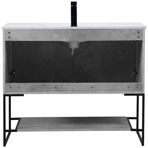 Elegant Decor Gerard 40" Single Porcelain Top Bathroom Vanity in Concrete Gray