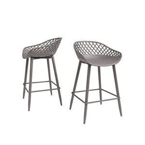 kurv counter stool, set of 2, warm gray, indoor/outdoor, patio stools, bar stools