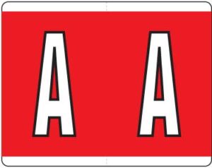 doctor stuff - file folder labels, alphabet letter a, kardex psf-139 alpha - kxam series compatible alpha stickers, red, 1-1/4" x 1-1/2", 500/roll