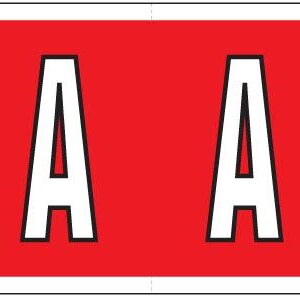 Doctor Stuff - File Folder Labels, Alphabet Letter A, Kardex PSF-139 Alpha - KXAM Series Compatible Alpha Stickers, Red, 1-1/4" x 1-1/2", 500/Roll