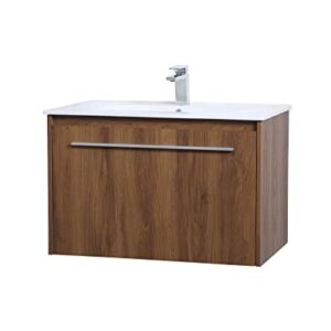 Elegant Kitchen and Bath 30 inch Single Bathroom Floating Vanity - Walnut Brown