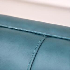 MAKLAINE 86" Top Grain Genuine Leather Tufted 3 Seater Sofa, Mid Century Modern Couch with Excellent Craftsmanship, Turquoise