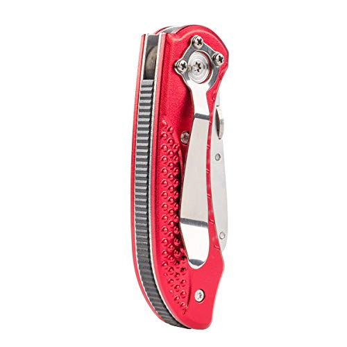 PrvnPro Folding Utility Knife with Belt Latch, Red