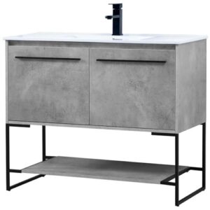 Elegant Decor Gerard 40" Single Porcelain Top Bathroom Vanity in Concrete Gray